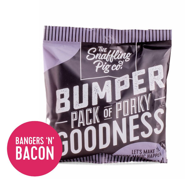 'Bangers & Bacon' Pork Crackling Bumper Pack (95g) & Snaffling Pig